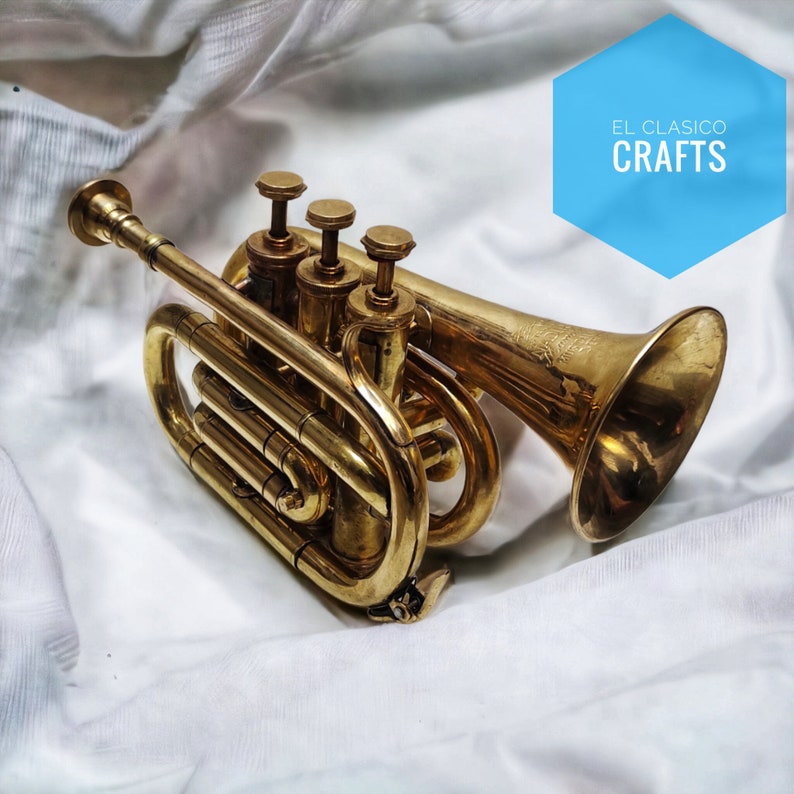 Vintage Antique Brass Trumpet Pocket Bugle Horn 3 Valve - Etsy