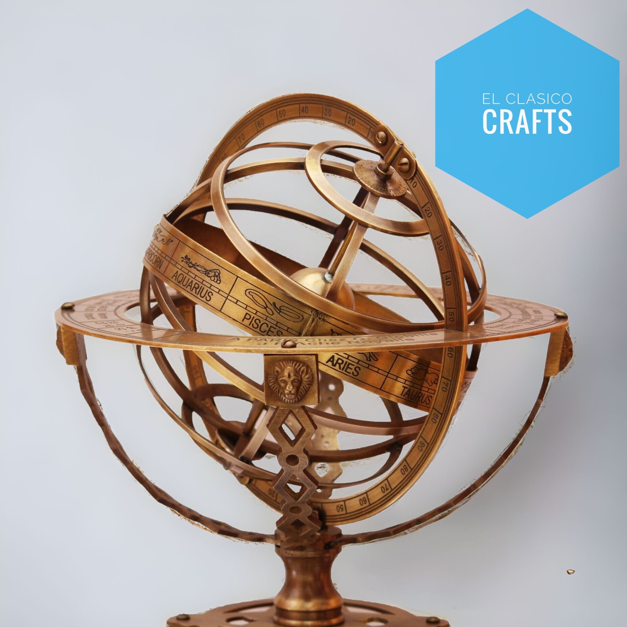 Wooden Base 18 Armillary Globe Sphere Engraved With Compass Brass Home ...
