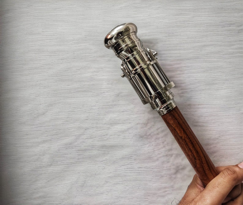 Vintage Silver Nickel Brass & Wooden Walking Stick With Hidden ...