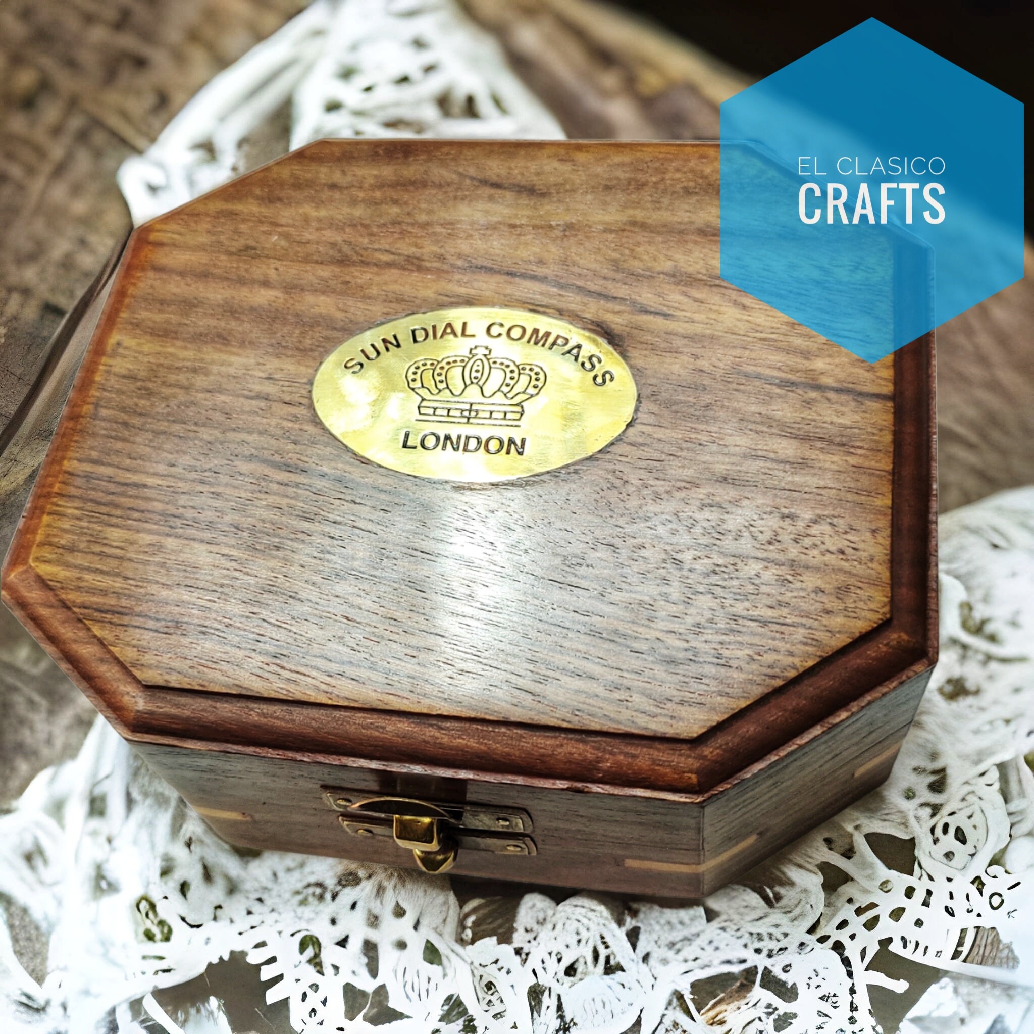 4 Pendulum Sundial Compass Vintage Brass Antique Finish With Wooden Box ...