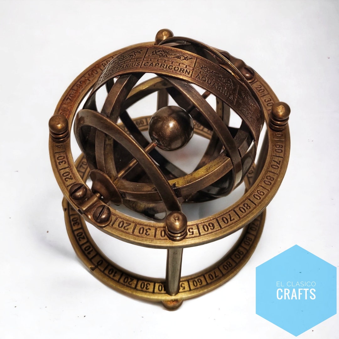 Maritime Nautical Antique Brass Engraved Armillary Sphere Astrolabe ...