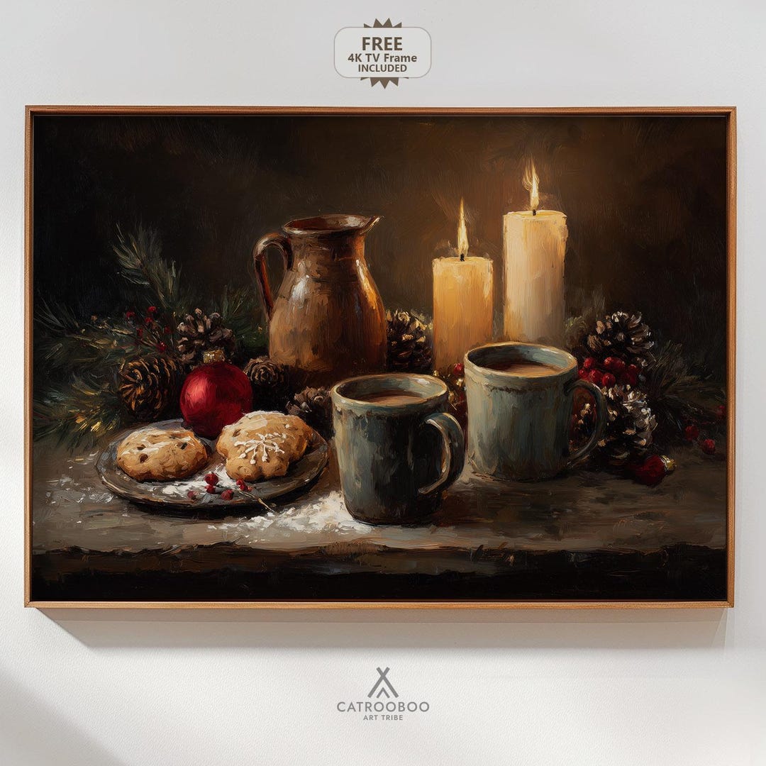 Christmas Table Scene Painting, Cookies, Candles (digital Download ...