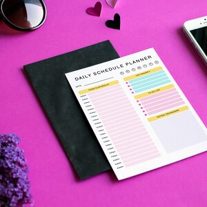 Colorful Minimalist Daily Schedule Printable Planner Today's Schedule ...
