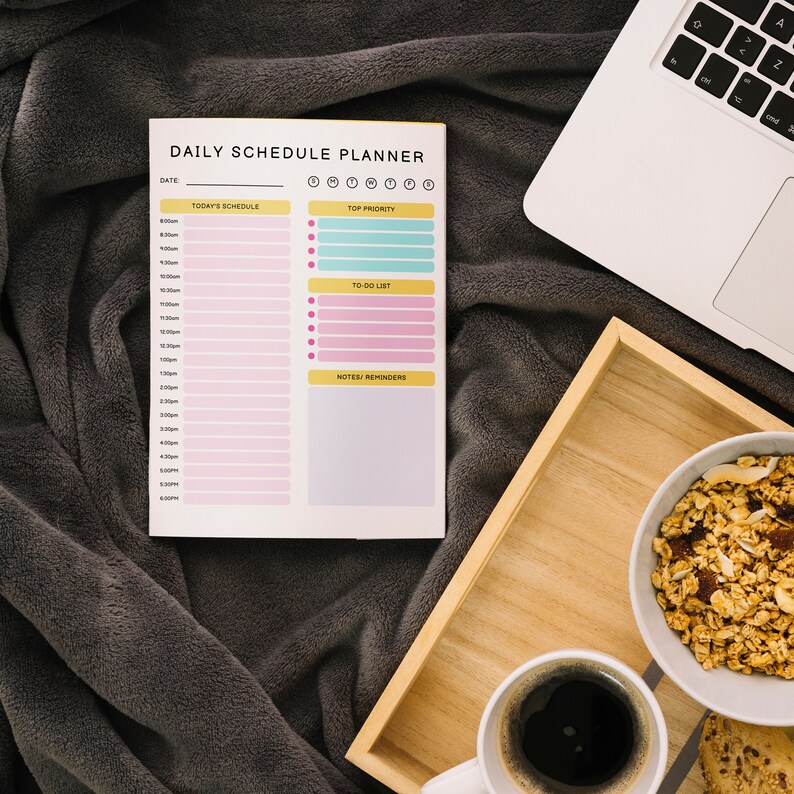 Colorful Minimalist Daily Schedule Printable Planner Today's Schedule ...
