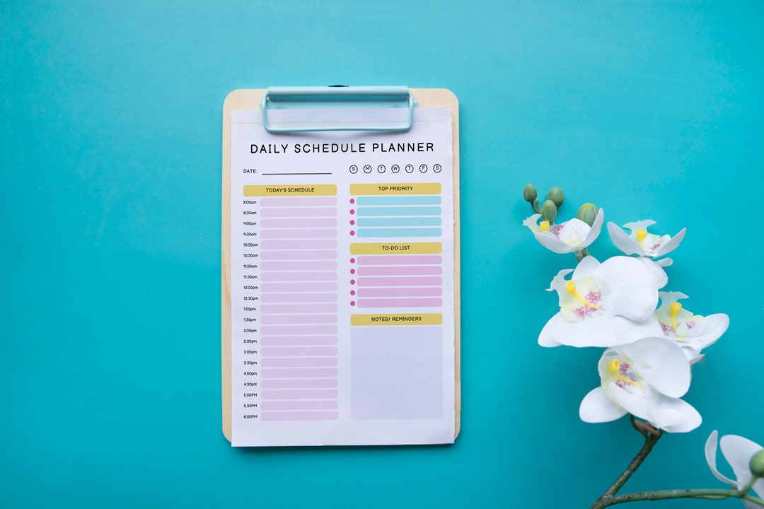 Colorful Minimalist Daily Schedule Printable Planner Today's Schedule ...