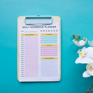 Colorful Minimalist Daily Schedule Printable Planner Today's Schedule ...