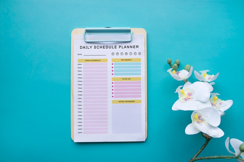 Colorful Minimalist Daily Schedule Printable Planner Today's Schedule ...