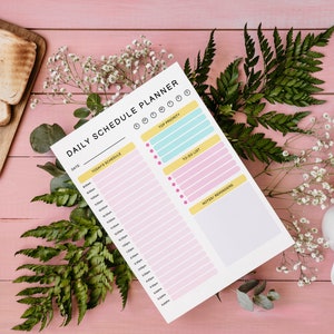 Colorful Minimalist Daily Schedule Printable Planner Today's Schedule ...