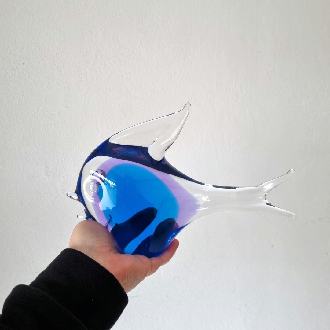 Signed Ronneby Sweden Blue Art Glass Fish Figurine | Handcrafted ...