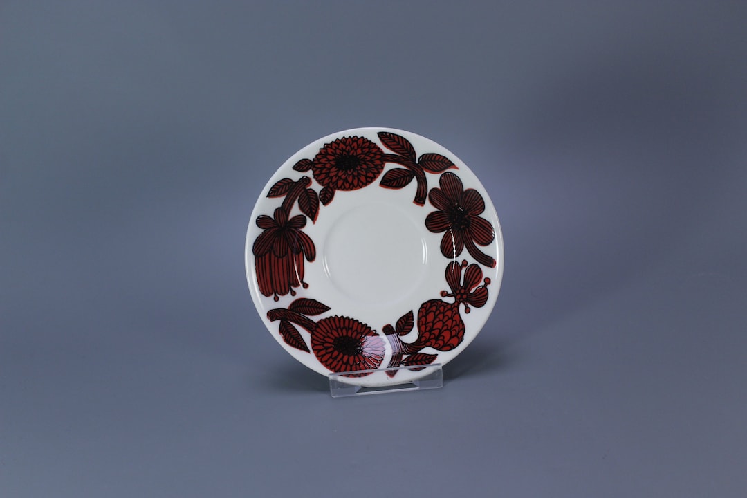 Gustavsberg Stig Lindberg Red Aster Saucer 12.5 Cm 1980s - Etsy