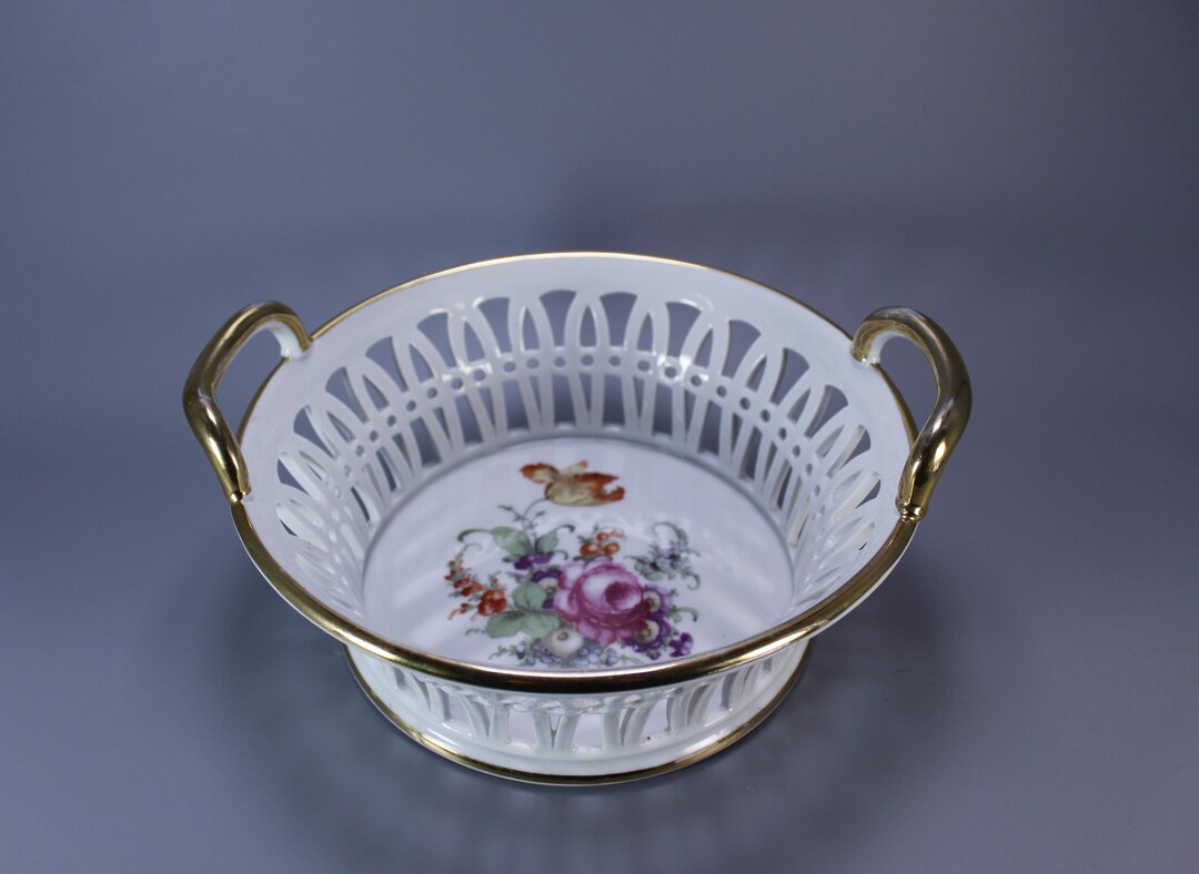 Furstenberg Porcelain Decorative Bowl, Basket 25 Cm Flowers Decor Hand ...