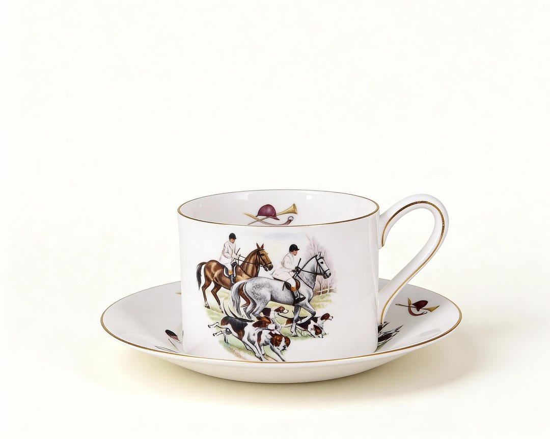 Royal Tuscan Hunting Scene Tea Cup With Saucer, Large Mug 500 Ml - Etsy