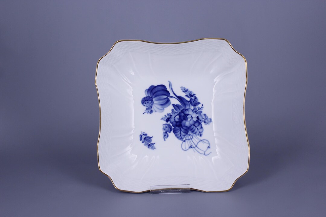 Royal Copenhagen Blue Flowers Bla Blomster GOLD RIMS 1522. Rare Square ...