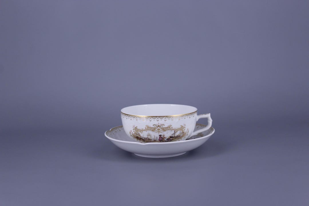 Kaiser Peking Tea Cup and Saucer - Vintage German Porcelain With Gold ...