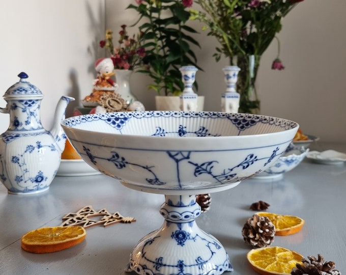 Royal Copenhagen Blue Fluted Half Lace Fotted Serving Platter. Bowl No ...