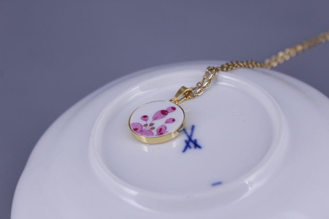Meissen Purple Indian. Gilded 18K PENDANT. Handmade Artisan Jewelry ...