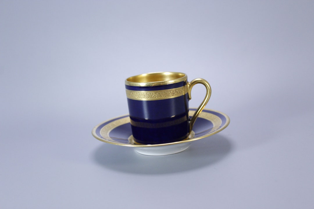 Limoges Unique Mocca Cup and Saucer 1930s Cobalt Gold - Etsy