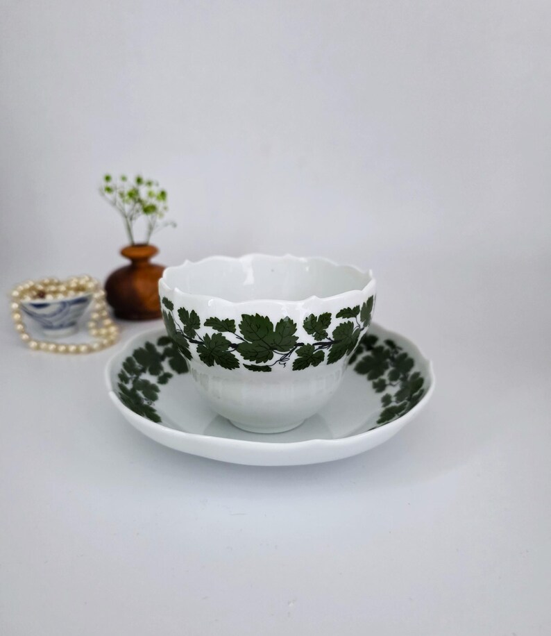 Meissen Green Napoleon Ivy Cup and Saucer 1920s - Etsy