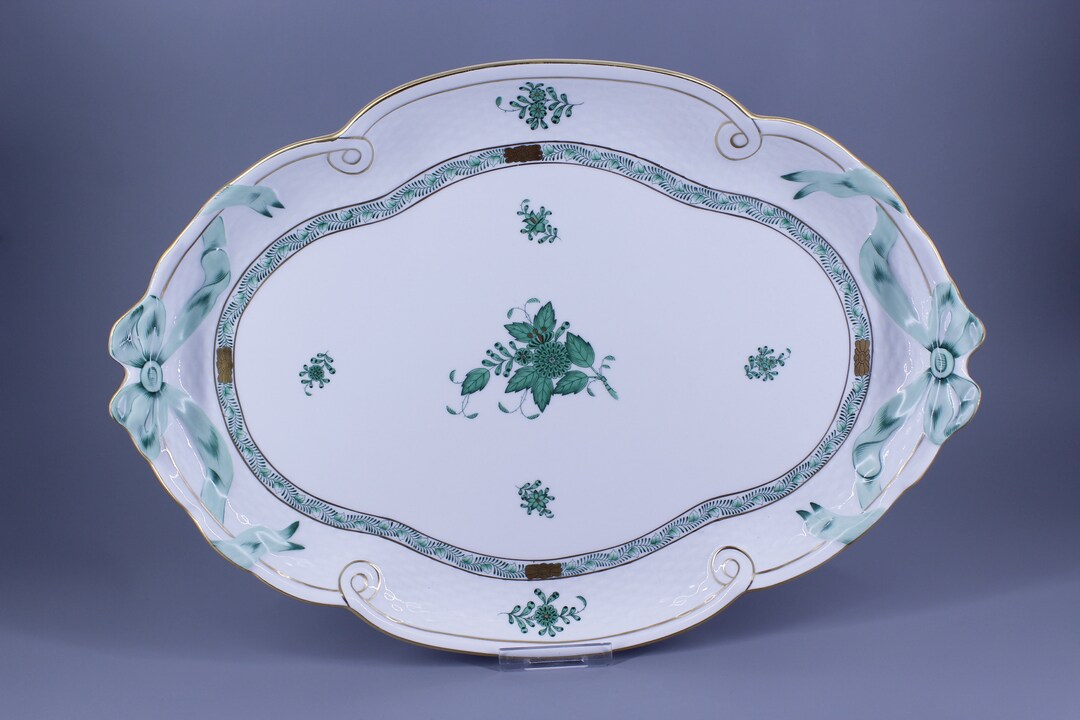 Herend Green Chinese Bouquet. Huge Serving Platter, Tray. Excellent ...