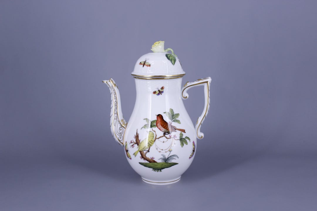 Herend Rothschild Bird 612/RO Coffee Pot, Teapot 1000 Ml Hand Painted ...