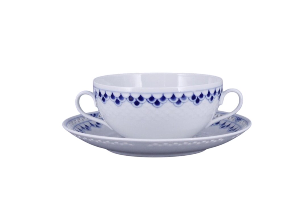 Rare Bing & Grøndahl Kronborg Soup Cup Vintage Danish Porcelain Blue ...