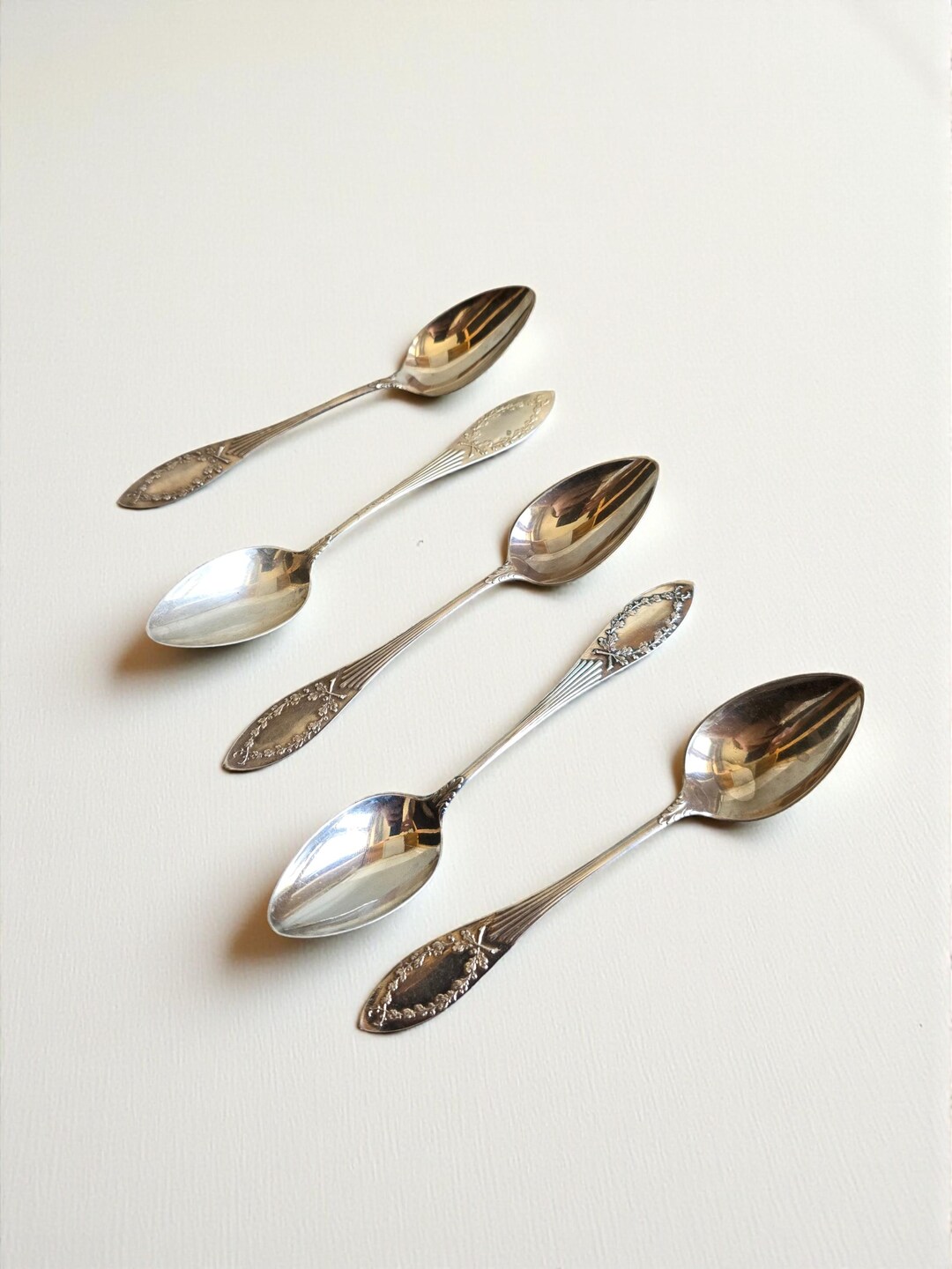 Set of 5 Antique Swedish Silver Spoons, 1905, Stockholm, 830 Silver ...