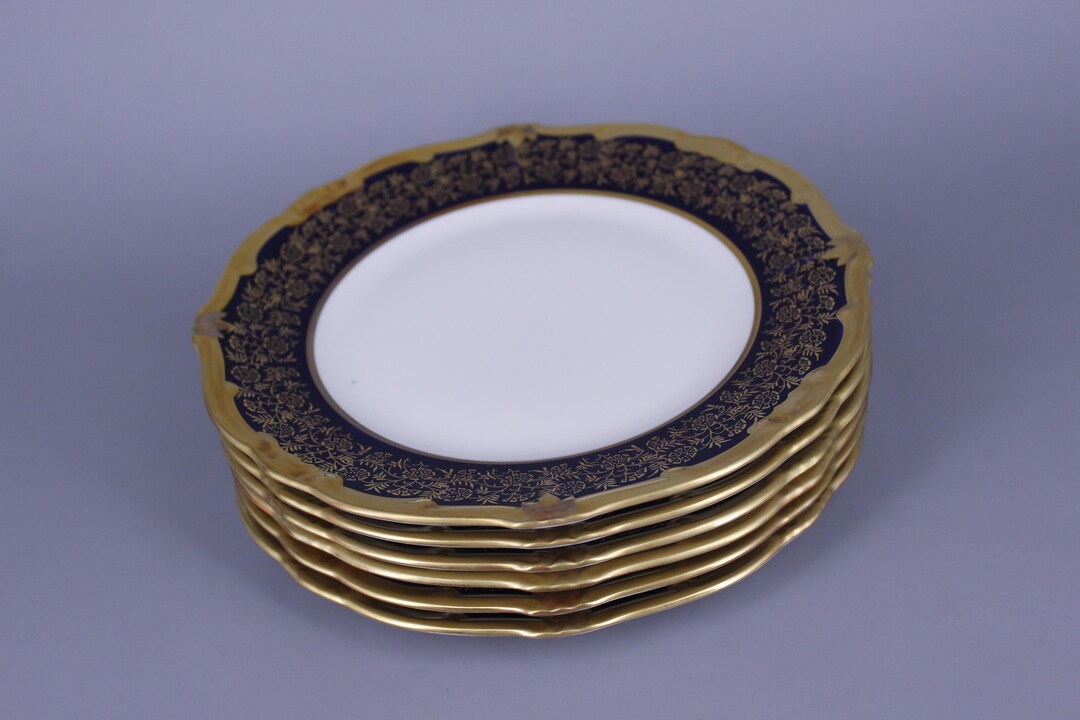 Set of 6 Weimar "katharina" Porcelain Plates – 22 Cm | Cobalt Blue ...