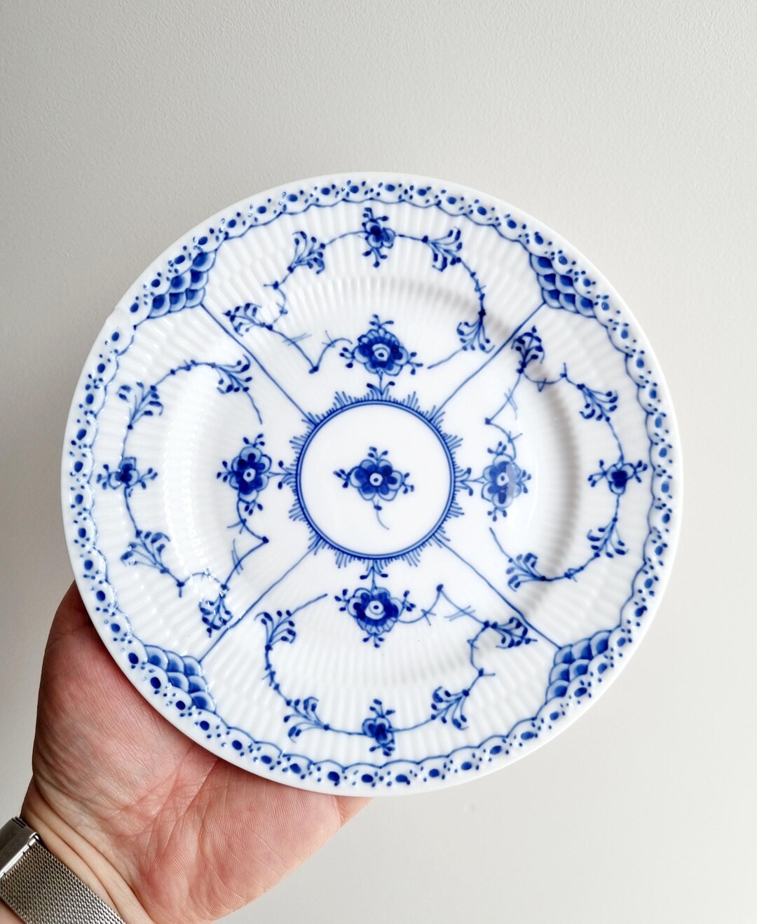 Royal Copenhagen Blue Fluted Half Lace Cake Plate #574 | Vintage Danish ...
