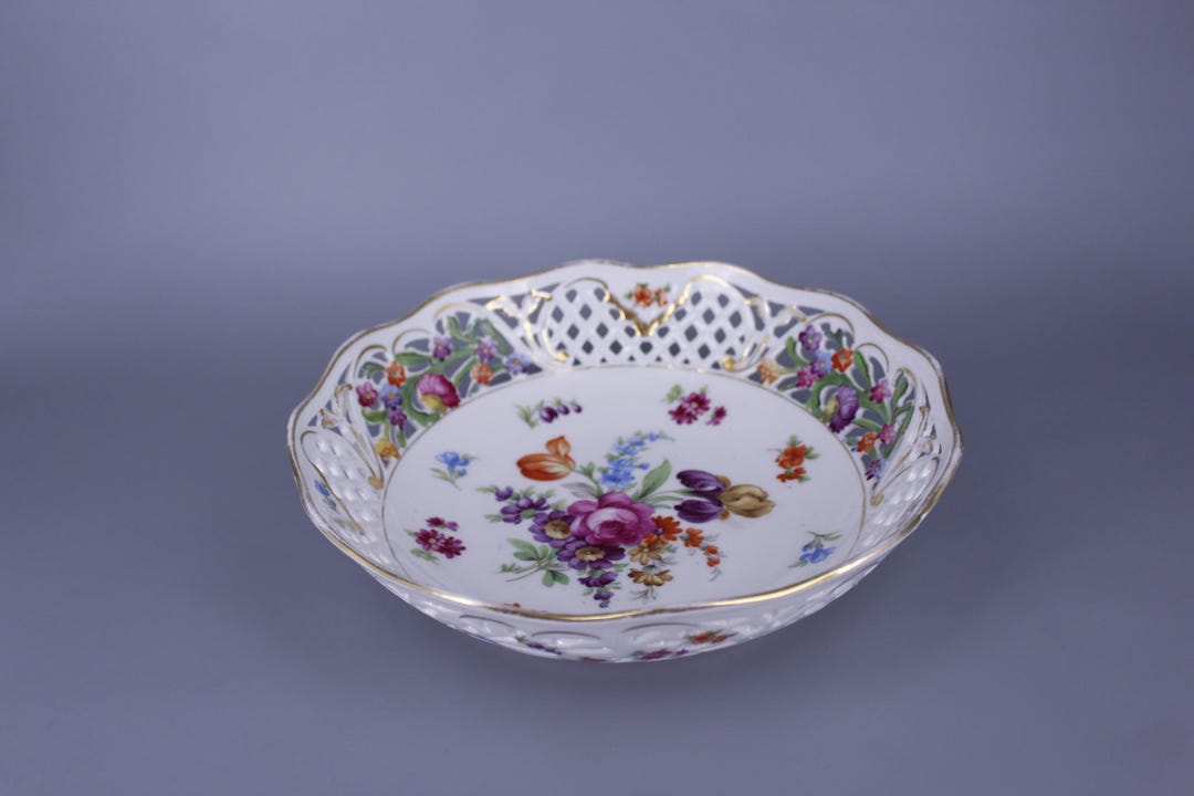 Vintage Schumann Bavaria Porcelain Bowl Hand-painted Floral Design With ...