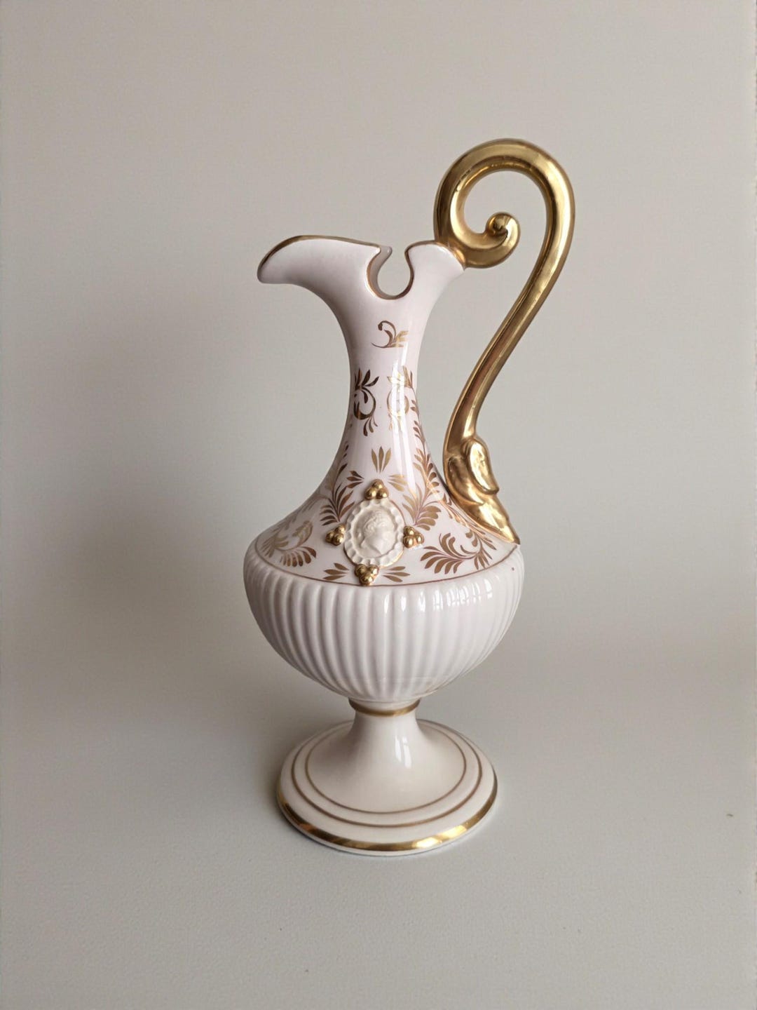 Italian Porcelain Empire Style Ewer • 1950s • Gold Gilded Decor • 23 Cm ...