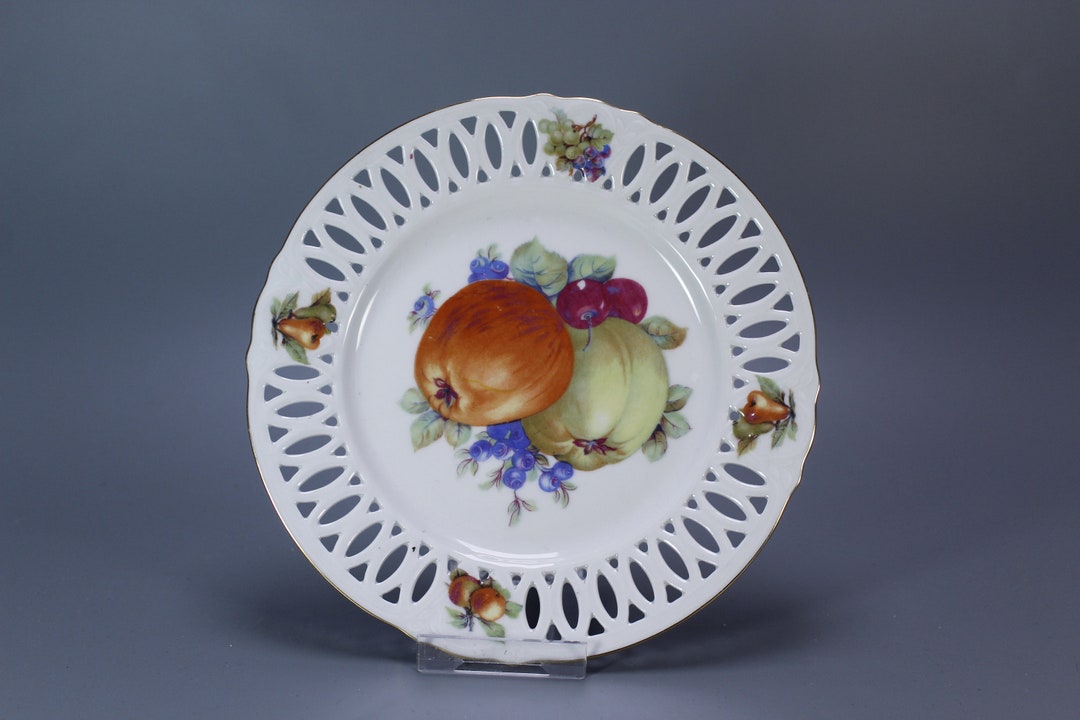 Winterling Open Work Plate 1950's Excellent Condition Fruits Decor 邁森瓷器 ...
