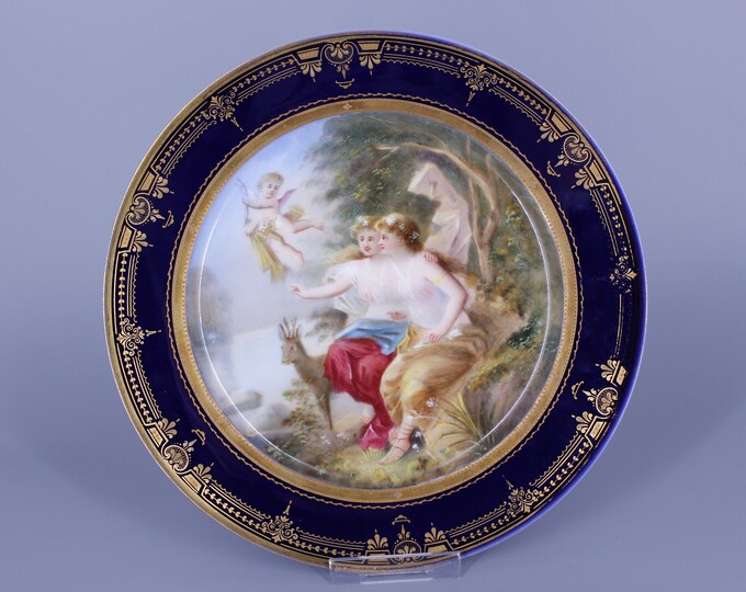 Antique Hohenberg Porcelain Plate – Hand-painted Romantic Scene With ...