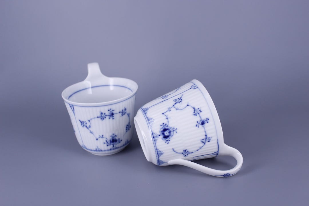 Royal Copenhagen Blue Fluted Plain No 72 2 X Coffee Mugs Vintage ...