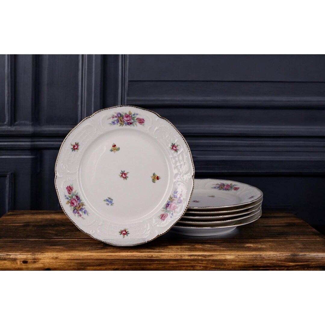 Set of 6 Rosenthal Sanssouci Dessert Plates Floral Embossed Porcelain ...