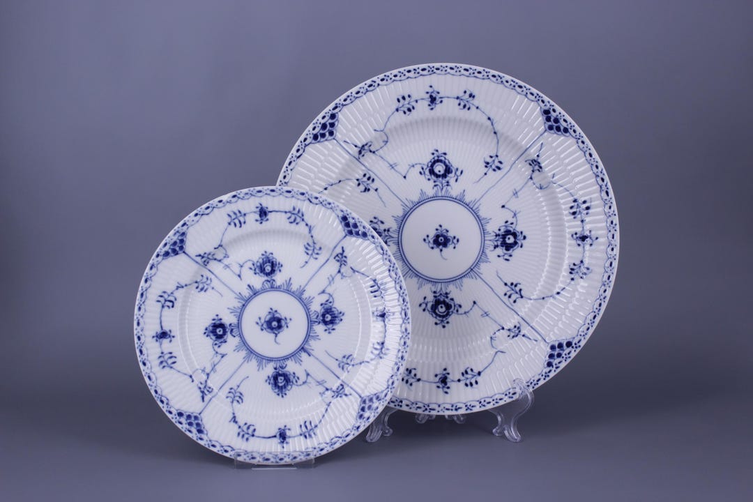 Set of 2 Royal Copenhagen Blue Fluted Plates – Vintage Danish Porcelain ...