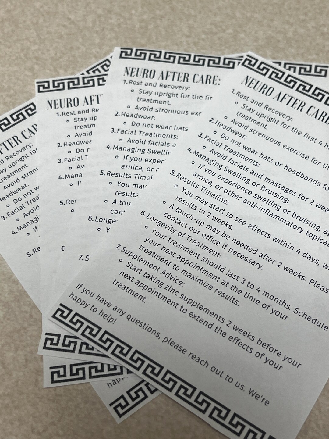 Neuro Aftercare Instructions | Client Retention Printout | Aesthetic ...