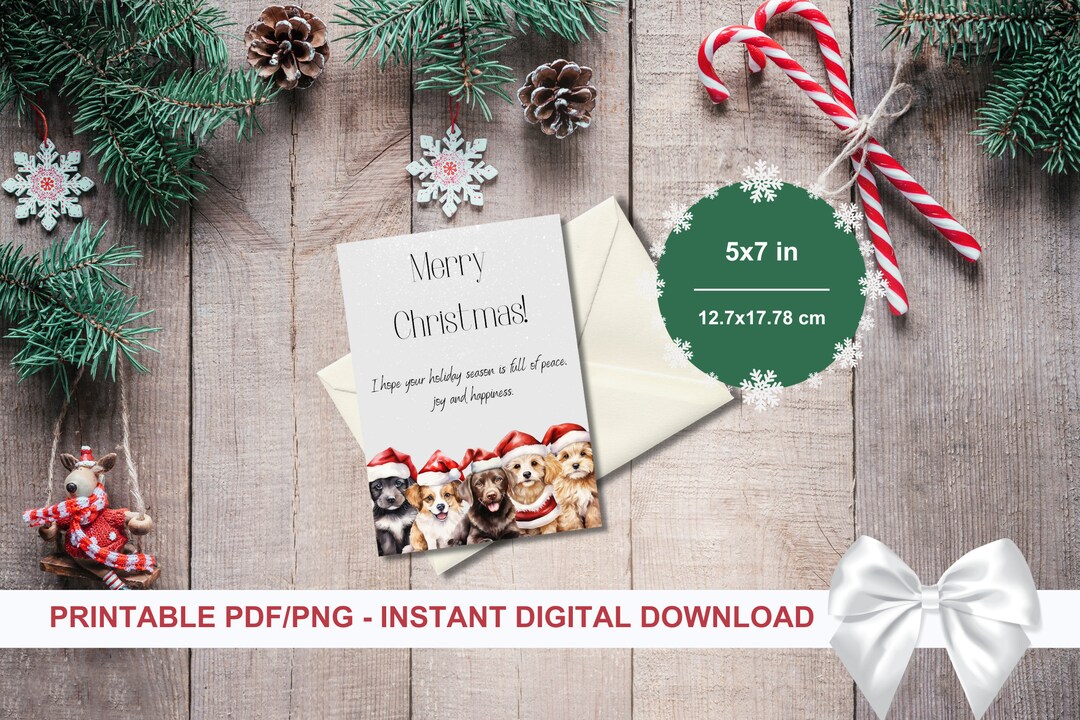 Merry Christmas Printable Greeting Cards Instant Download - Etsy