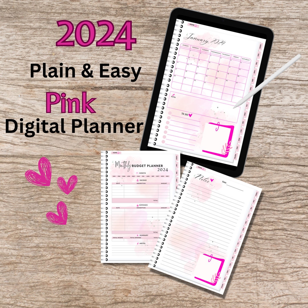 Pink Digital Planner 2024 Digital Planner Dated Planner Goodnotes ...