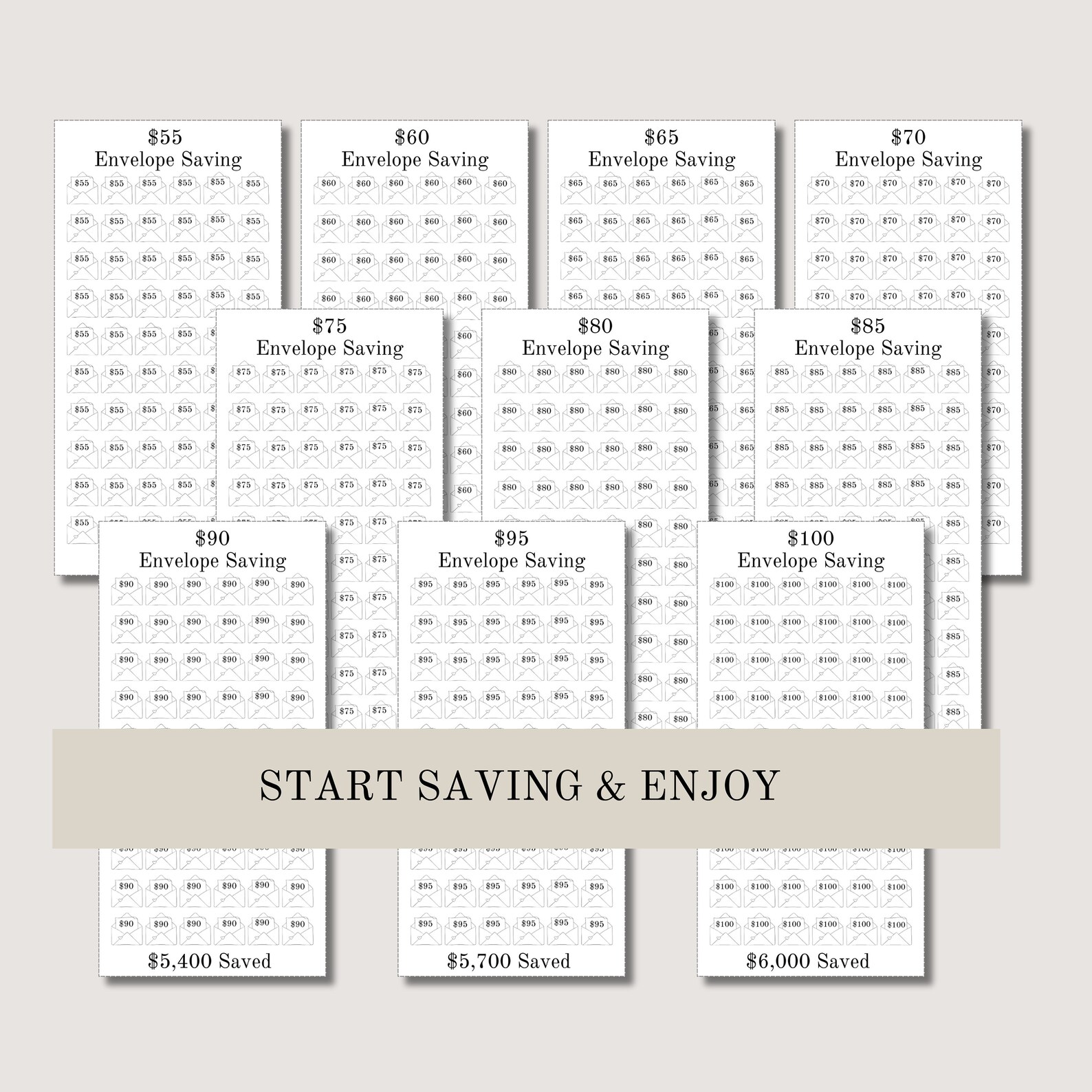 Money Saving Challenge Savings Tracker Pintables Savings Tracker Bundle ...