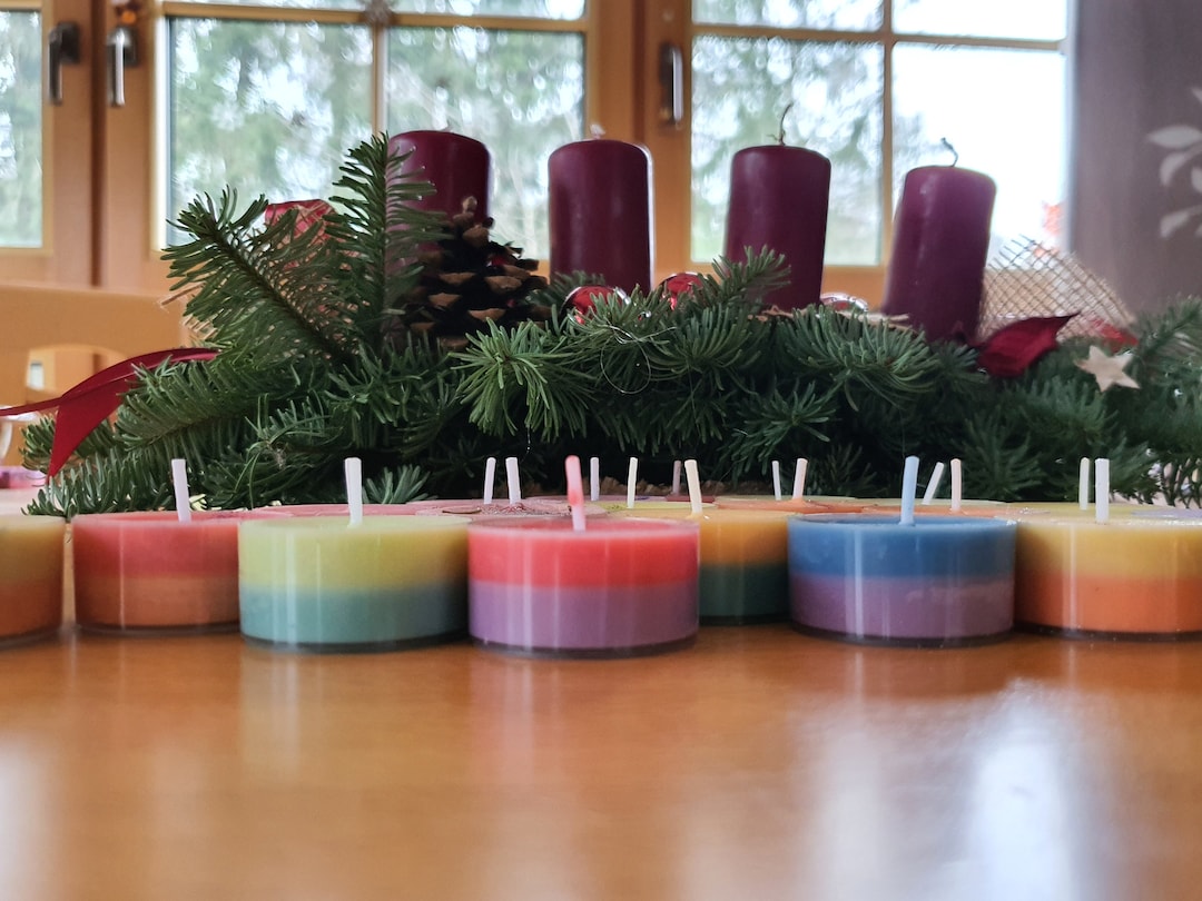 Colorful One or Two-color Tea Lights Made of Soy Wax in Transparent Tea ...