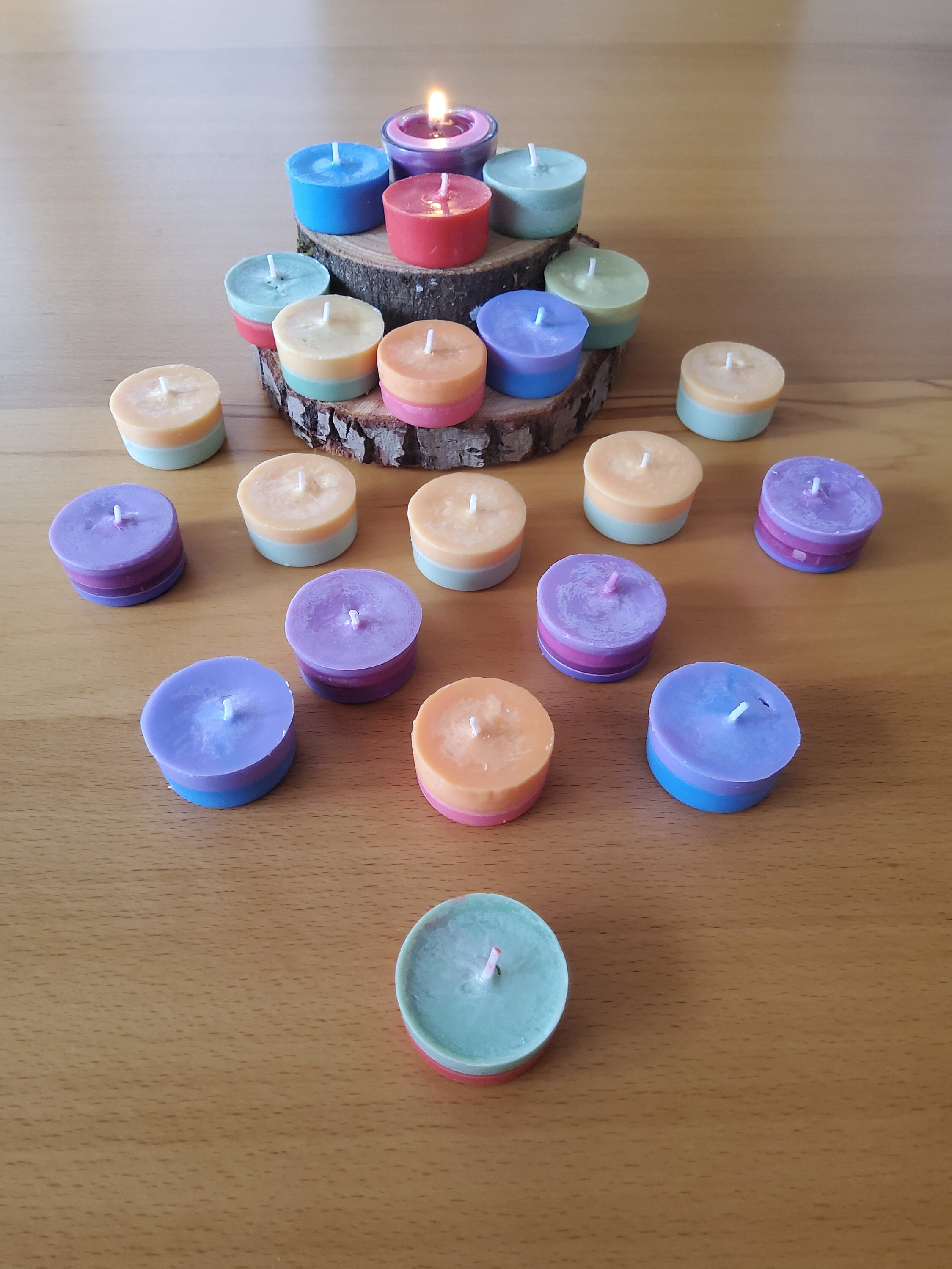 Colorful One or Two-color Tea Lights Made of Soy Wax in Transparent Tea ...