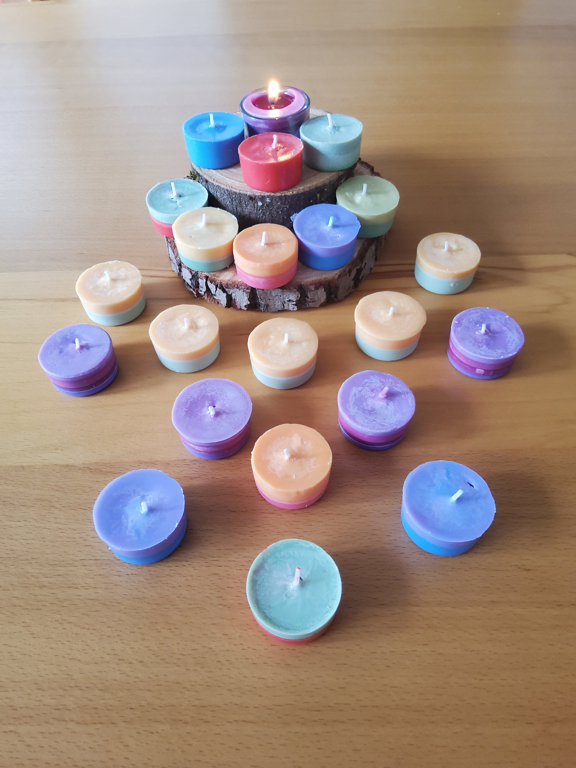Colorful One or Two-color Tea Lights Made of Soy Wax in Transparent Tea ...