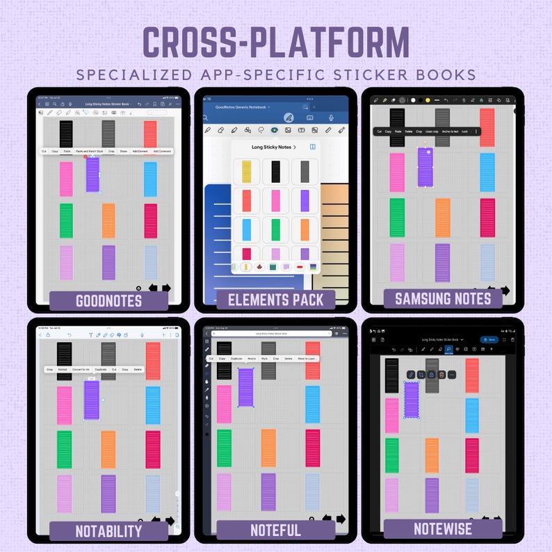 Tall Sticky Notes Digital Sticker Set (digital Download) - Etsy