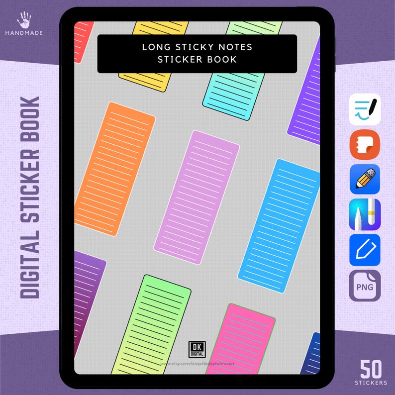 Tall Sticky Notes Digital Sticker Set (digital Download) - Etsy