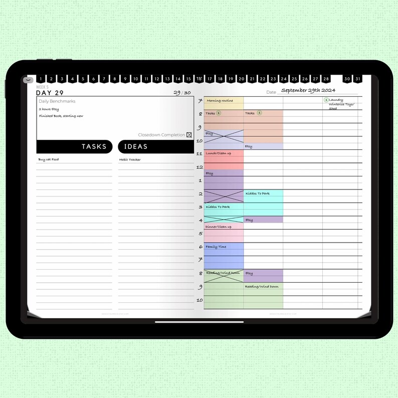 Horizontal Time Blocking Digital Planner, Daily Planner for Goodnotes ...