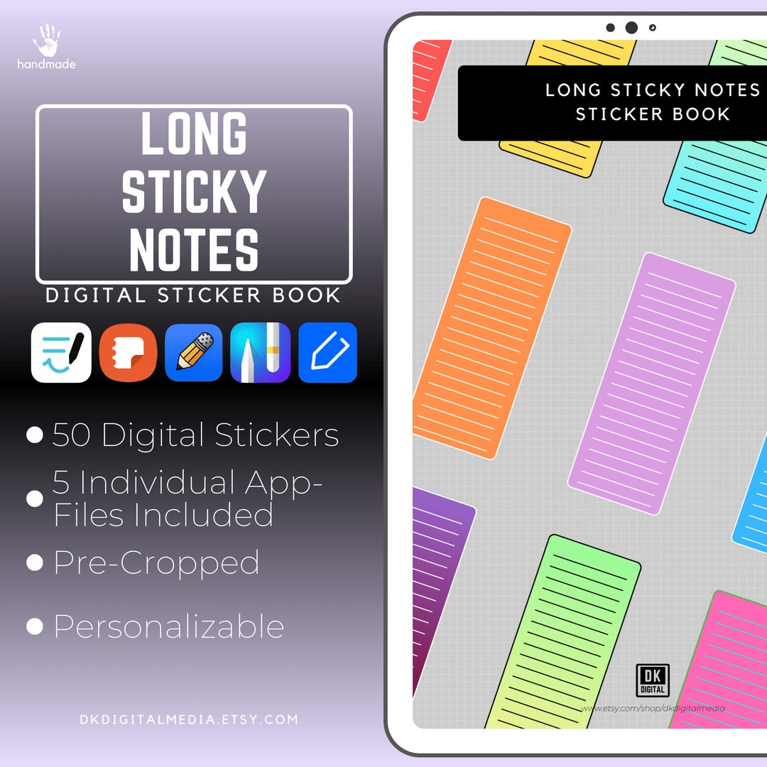 Tall Sticky Notes Digital Planner Sticker Set for Goodnotes Samsung ...