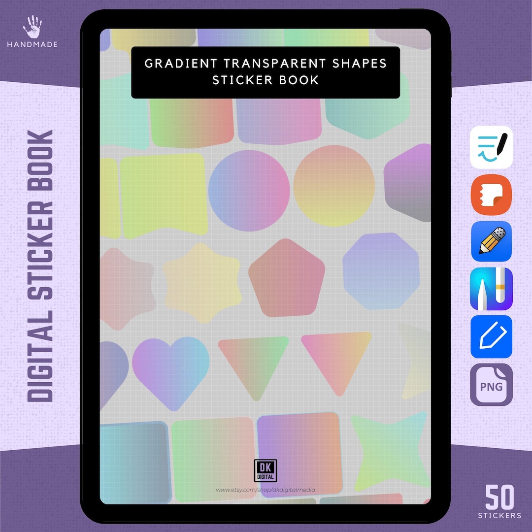Transparent Shape Digital Planner Sticker Set for Goodnotes Samsung ...