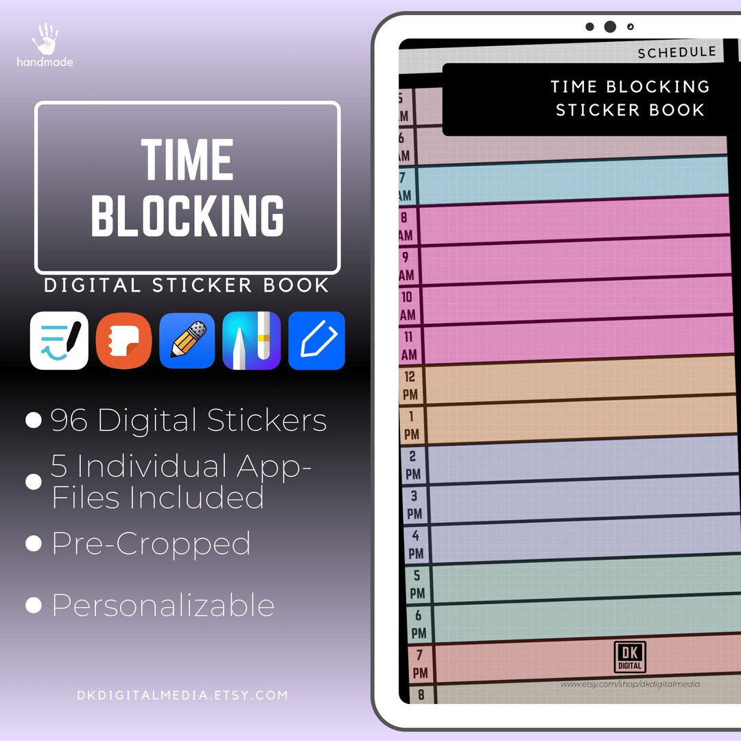 Time Blocking Digital Planner Stickers for Goodnotes, Samsung Notes ...