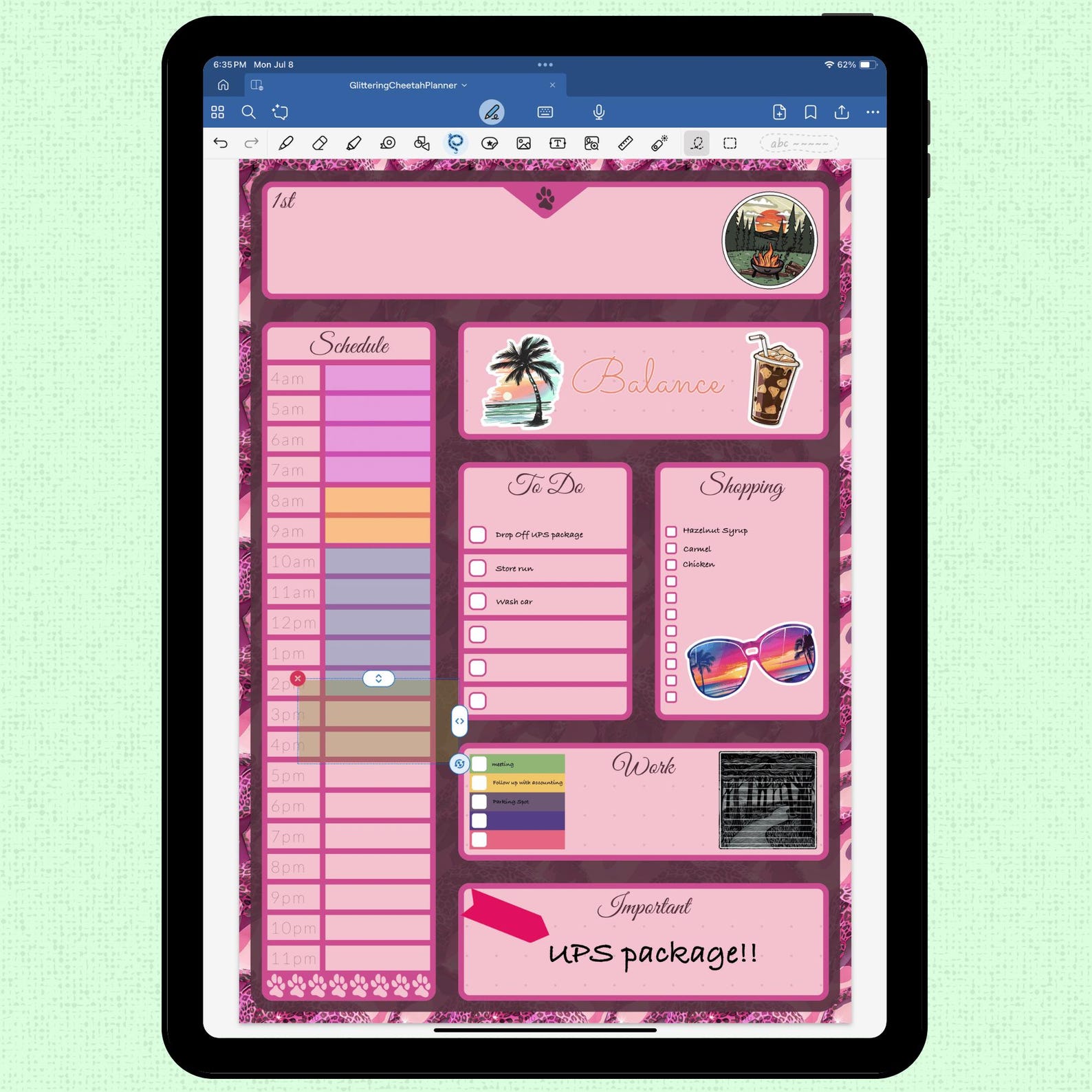 Cheetah Print Digital Planner, Pink, Undated (PDF, Samsung Notes ...