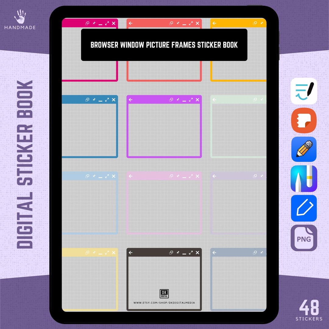 Browser Window Picture Frame Digital Stickers for Goodnotes Samsung ...
